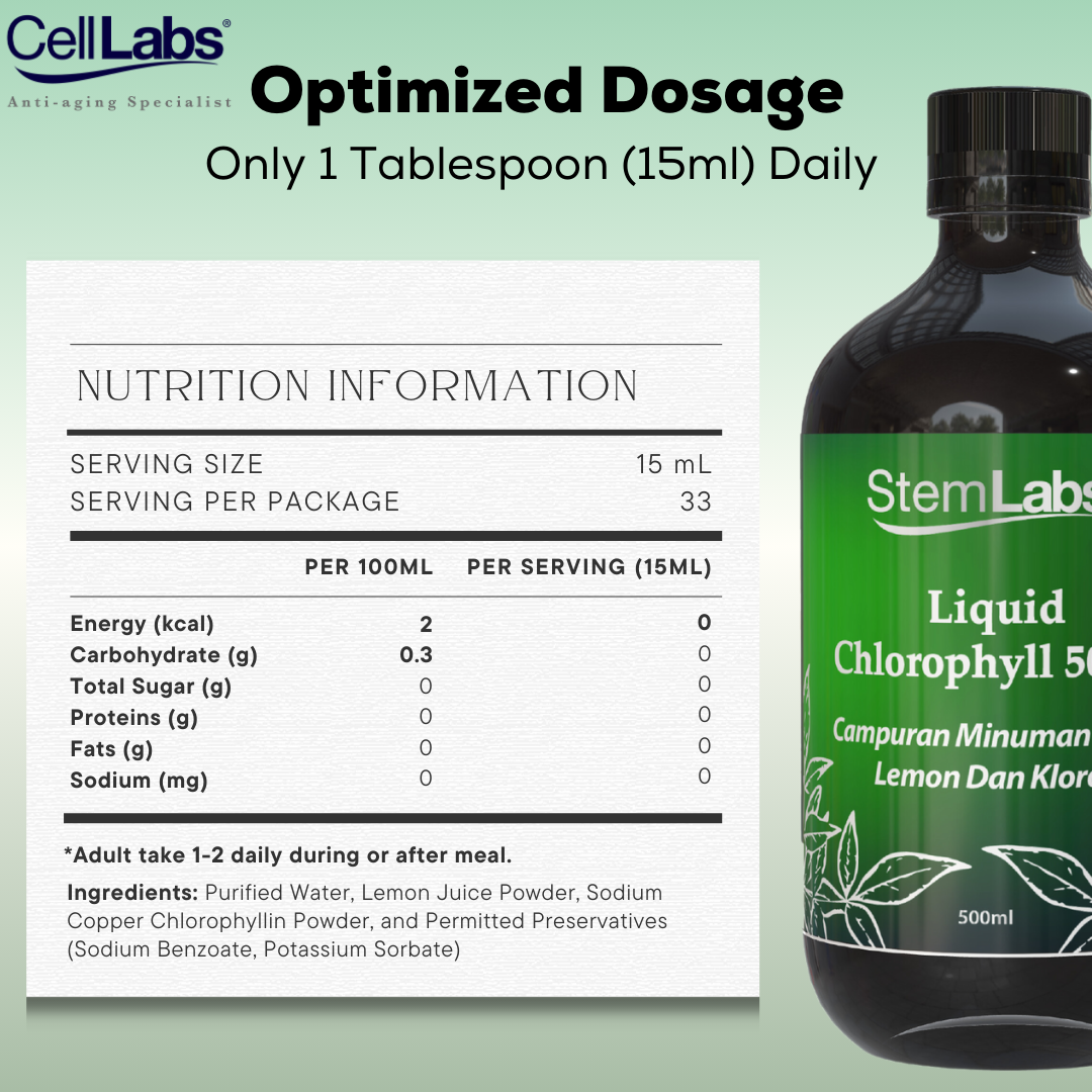 StemLabs® Liquid Chlorophyll 500ml Drink for Detox and Cleanse