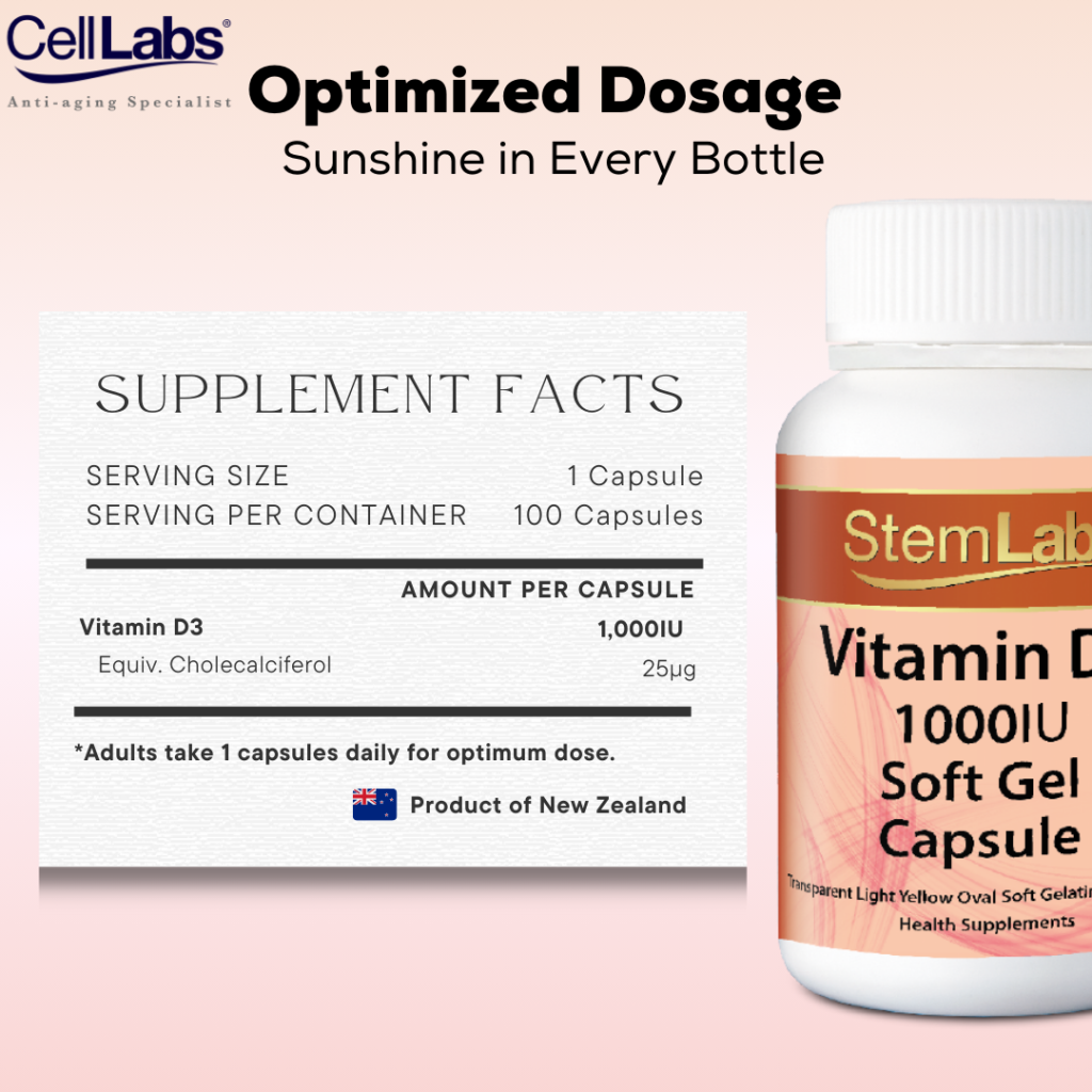 StemLabs® Vitamin D3 1,000 IU – Bone Supplement